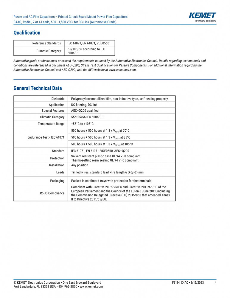 KEMET C4AQ document page 4