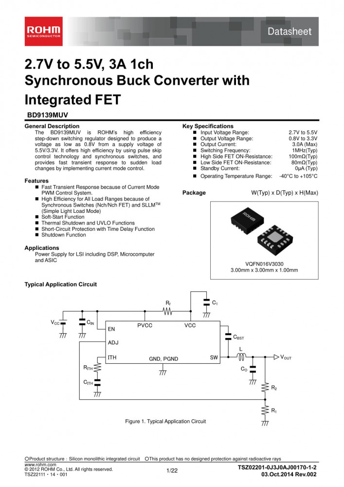 BD9139MUV-E2 datasheet page 1