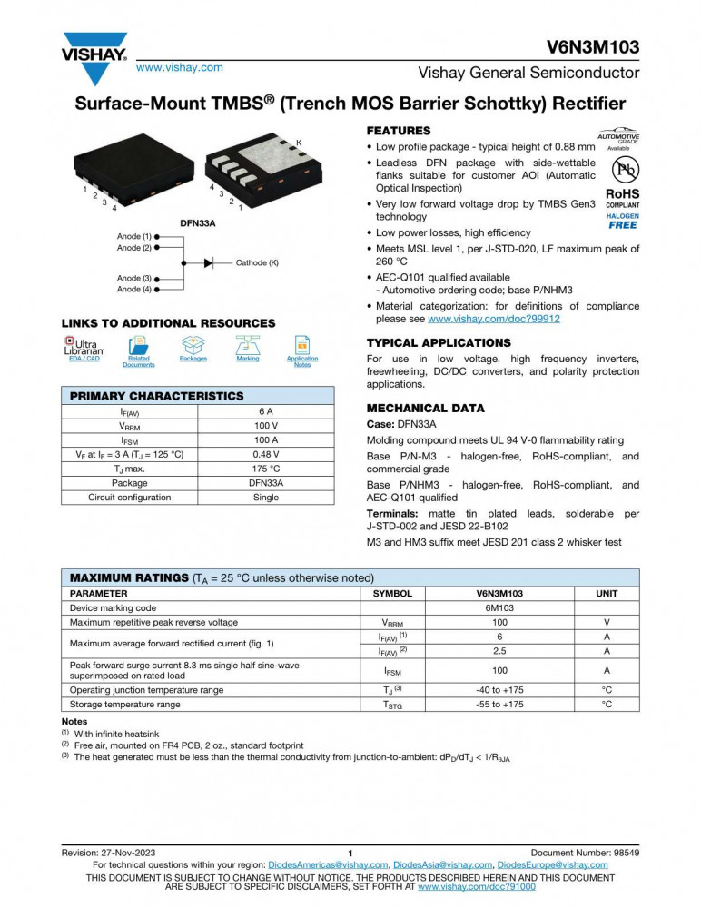 V6N3M103 datasheet page 1