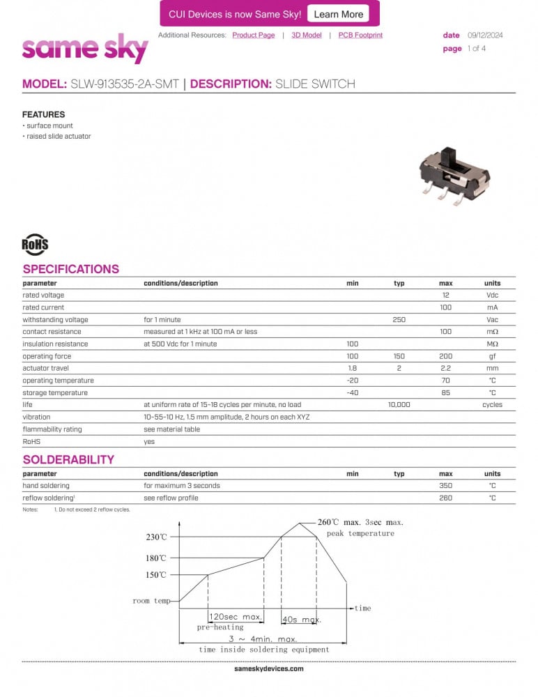 SLW-913535-2A-SMT datasheet page 1