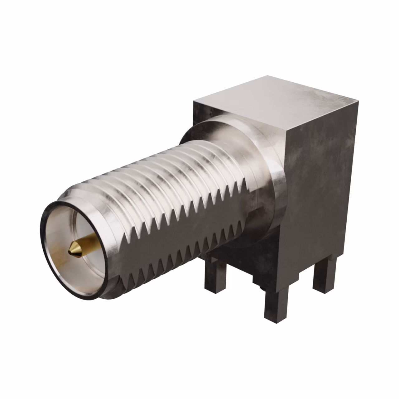 SMA Jack, Reverse Polarity, Right-Angle, Bulkhead Receptacle, PCB, Through Hole, Brass Body, Nickel (Ni) Plated, Jam Nut and Lockwasher Not Included, 2.79mm Leg Length 50 Ohms for sale