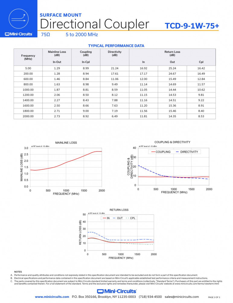 TCD-9-1W-75+ product specification page 3