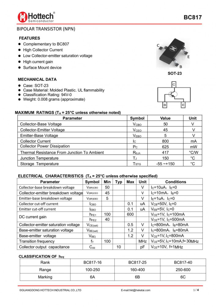 BC817-16 datasheet page 1