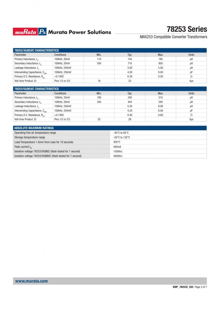 78253 series datasheet page 2