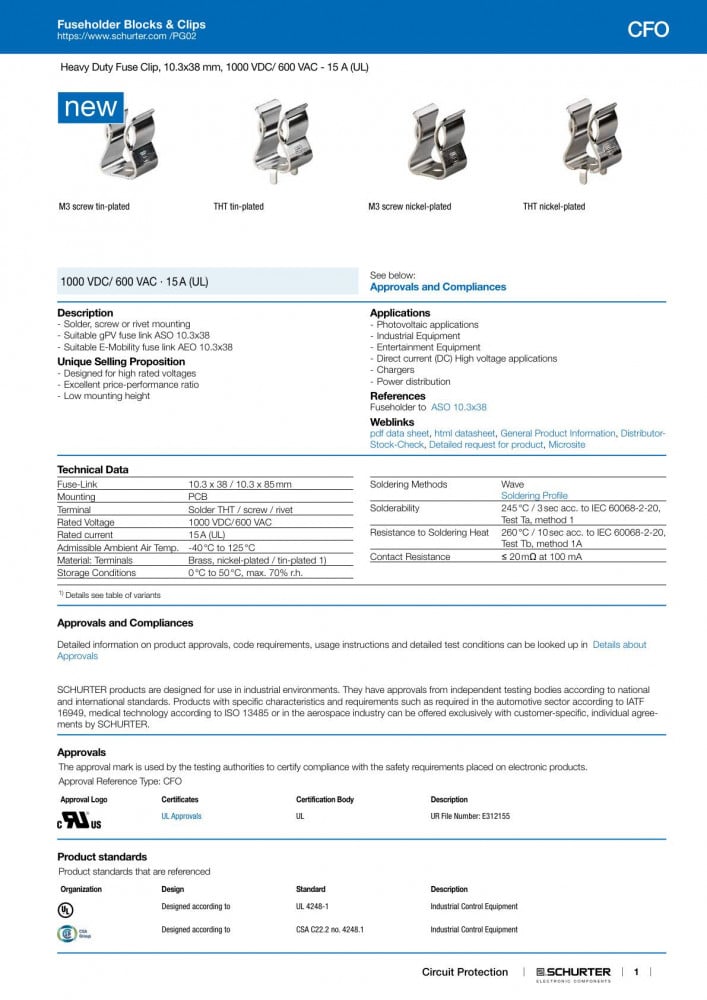 SCHURTER 8040.2012.01 technical document page 1