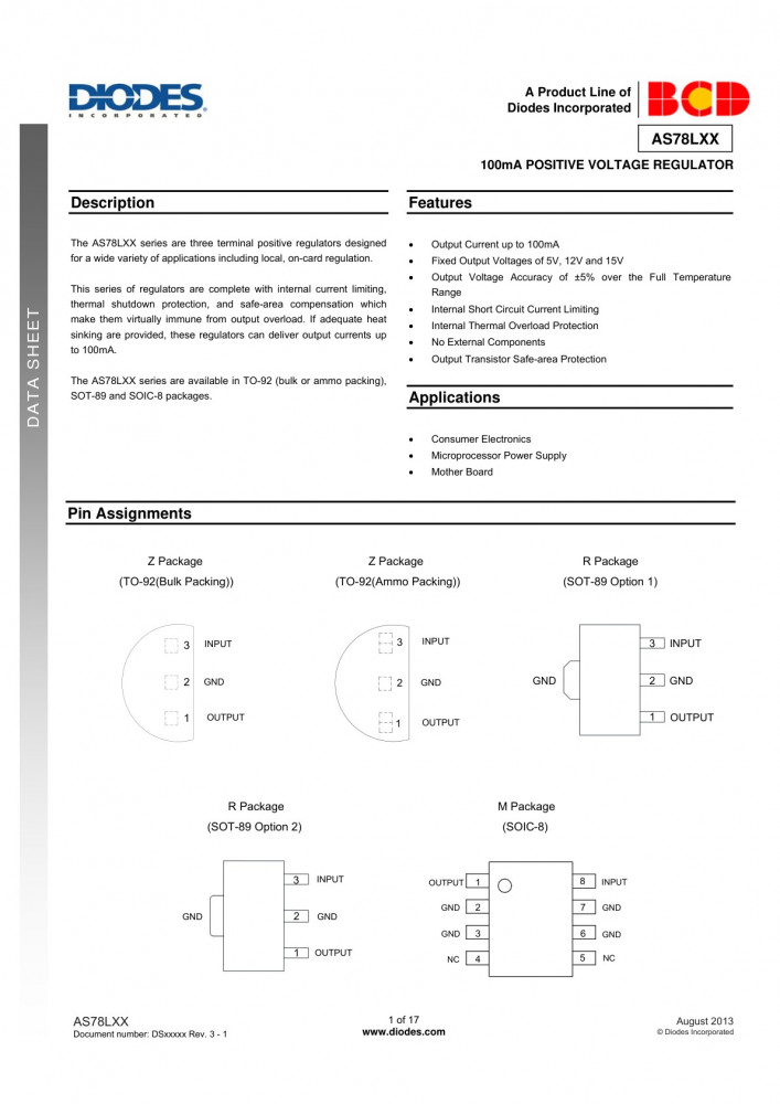 AS78L05RTR-E1 datasheet page 1