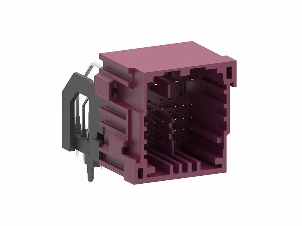 stAK50h Right-Angle Hybrid Header, 32 Circuits, Key 4, Purple, Tray for sale