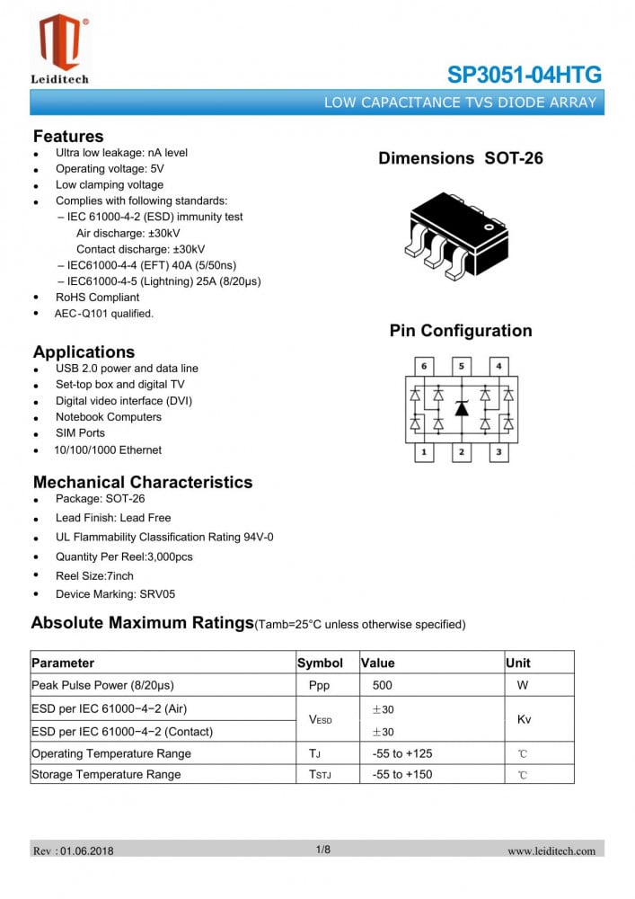 SP3051-04HTG datasheet page 1