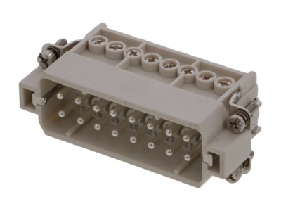 Heavy-Duty Screw Terminal Insert, Male, 16-Pole, 16A, Numbered 17-32, with Wire Protection, Silver (Ag) Plated Contacts, Size 16A «66x16» for sale