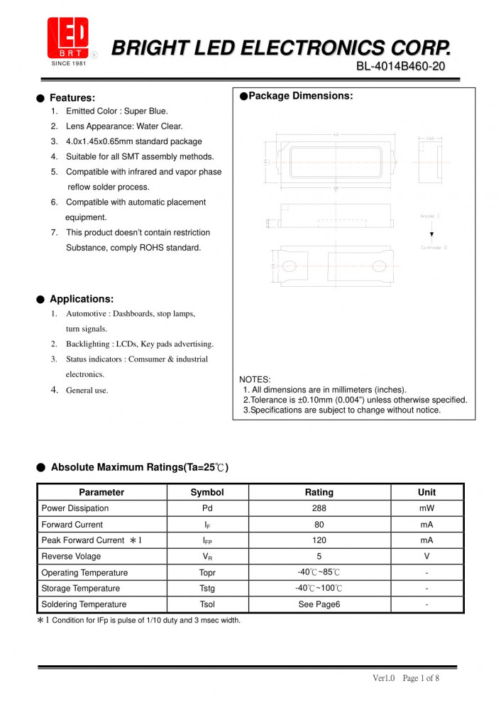 BL-4014B460-20 datasheet page 1