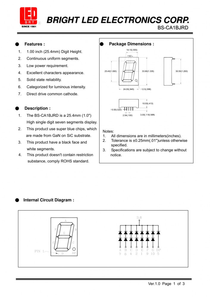 BS-CA1BJRD technical documentation, page 1