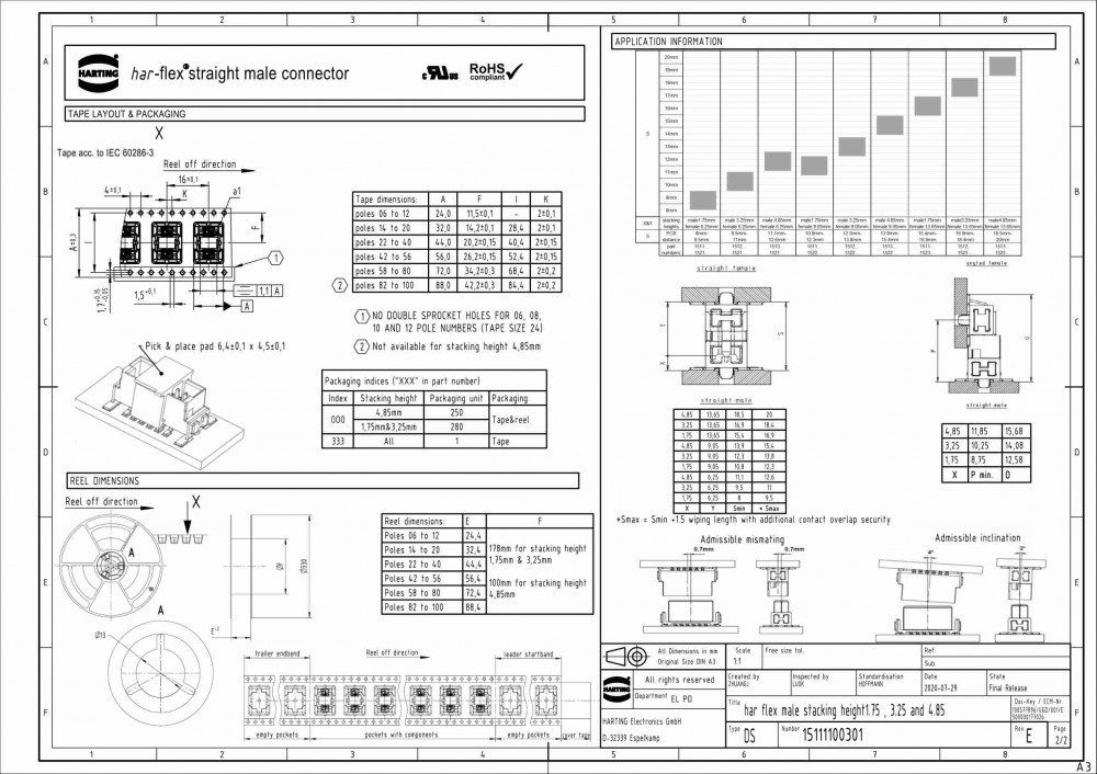 Technical document page 2 for har-flex straight male connector