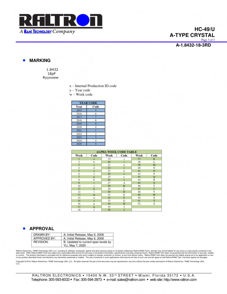 Raltron A-1.8432-18-3RD datasheet page 3