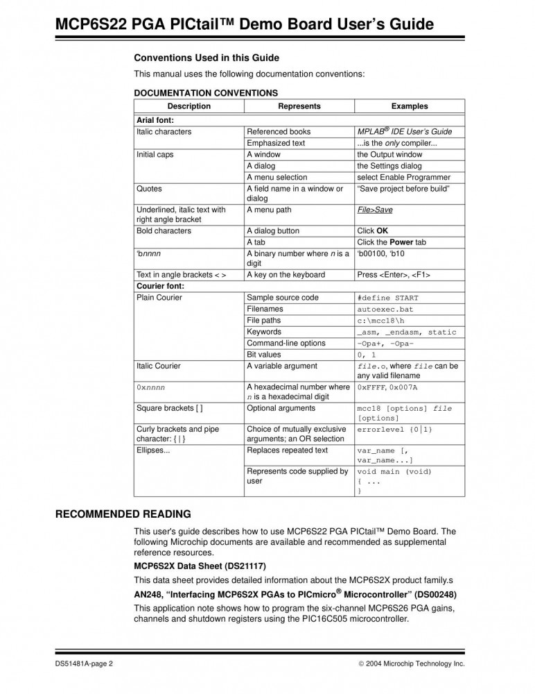MCP6S22 PGA PICtail Demo Board document page 6