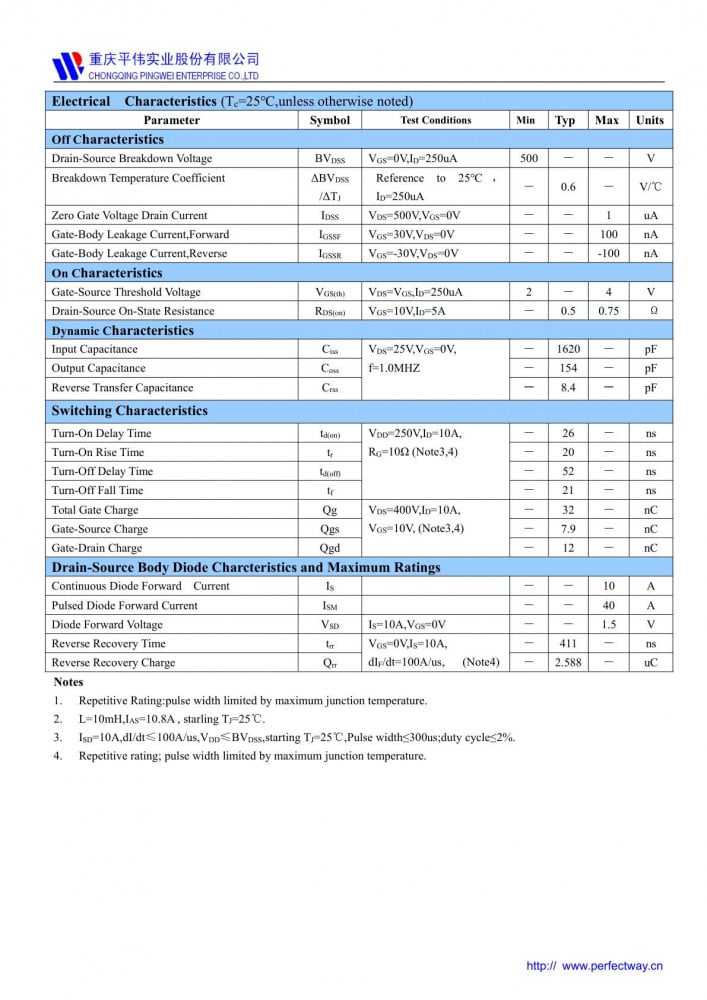 10N50TF datasheet page 2