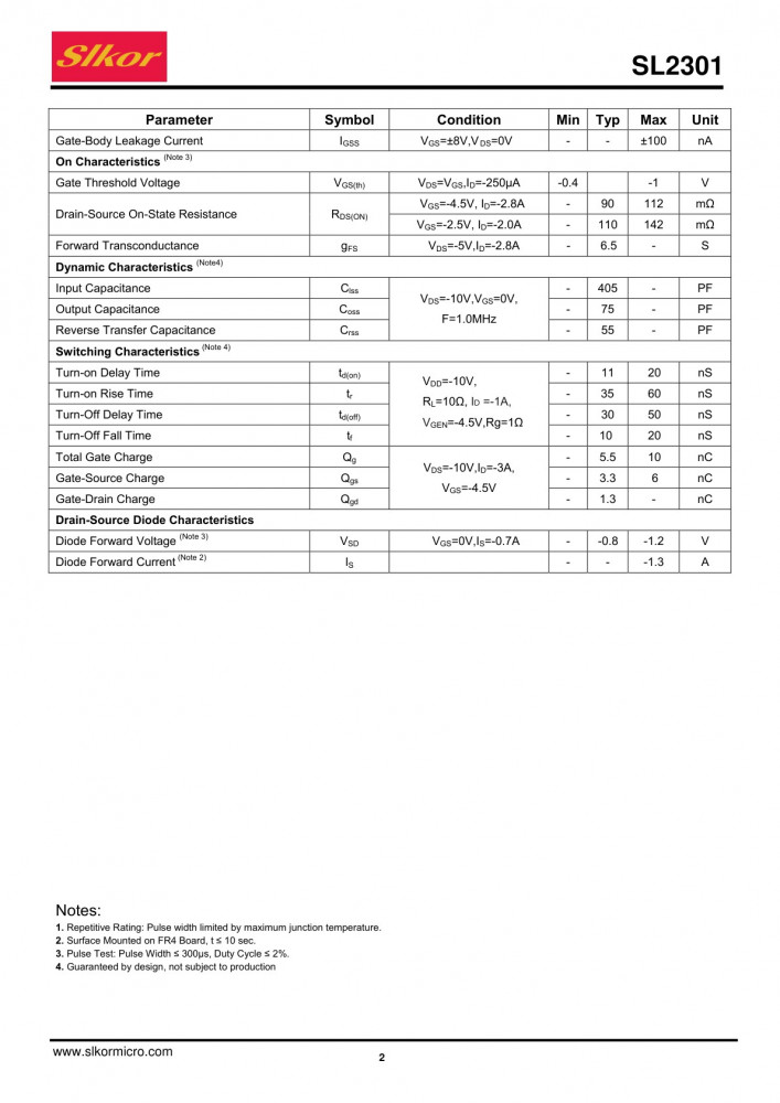 SL2301 datasheet page 2