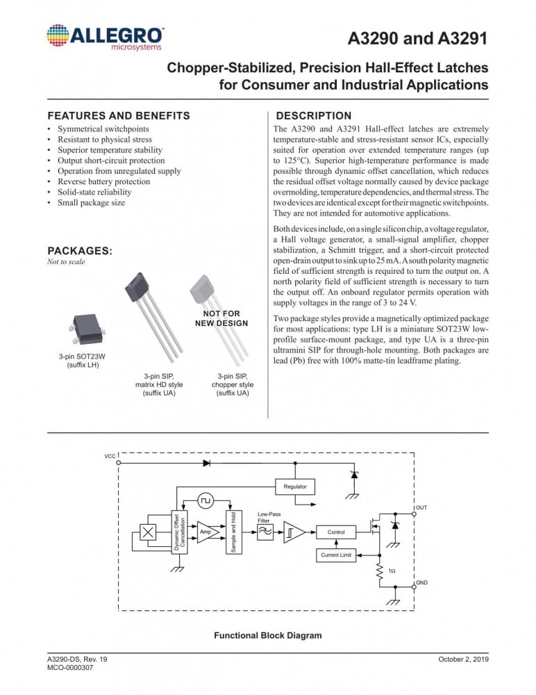 A3290 datasheet page 1