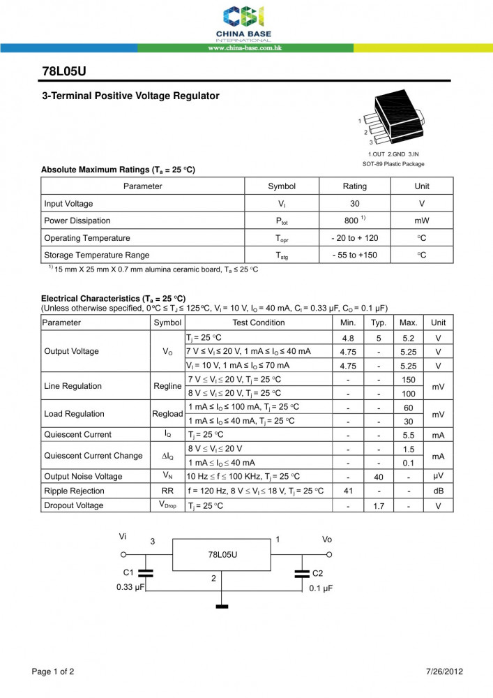 CBI 78L05U datasheet page 1