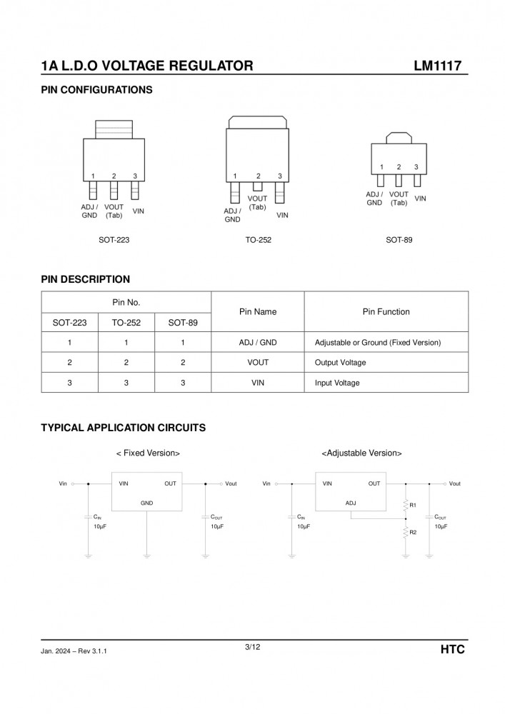 HTC LM1117 datasheet page 3