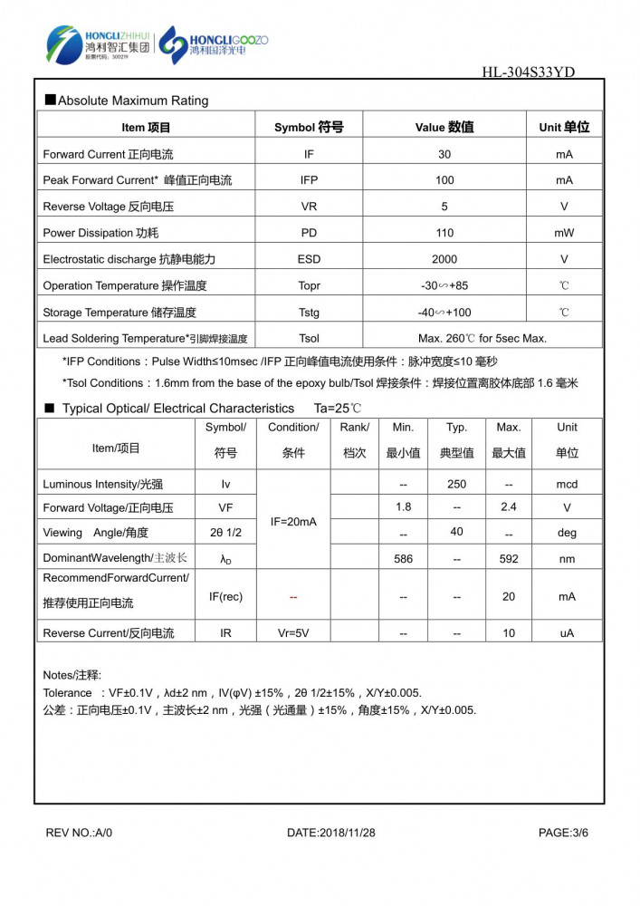 HL-304S33YD specification page 3
