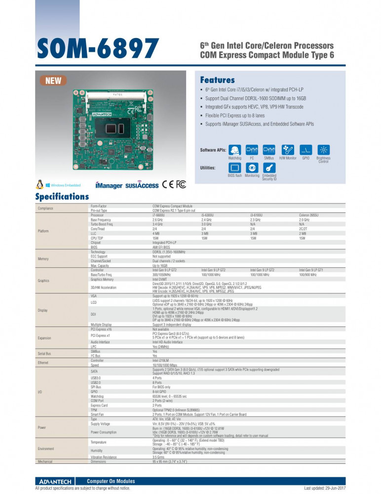 ADVANTECH SOM-6897 technical document page 1
