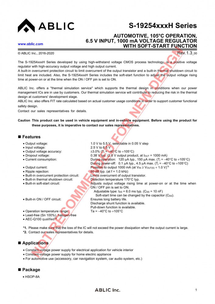S-19254xxxH datasheet page 1