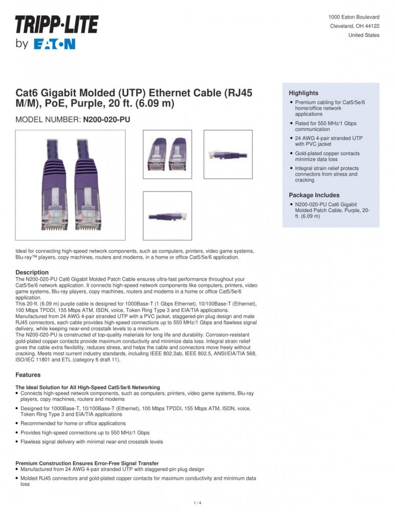 N200-020-PU technical document page 1