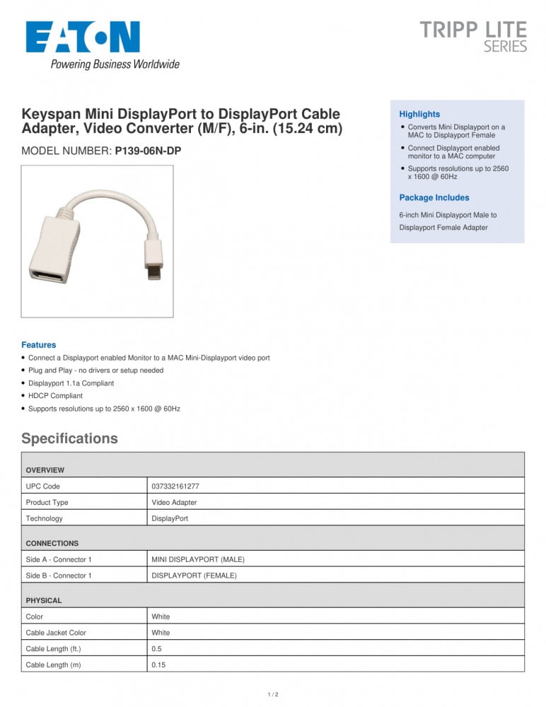 P139-06N-DP technical document page 1