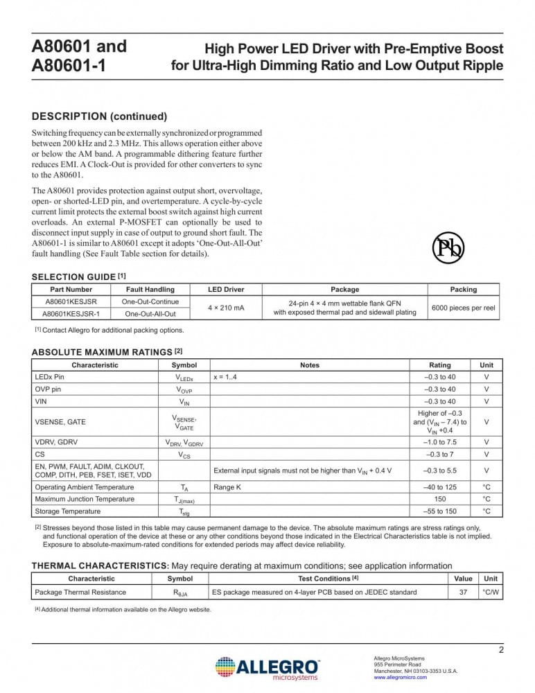 A80601 datasheet page 2