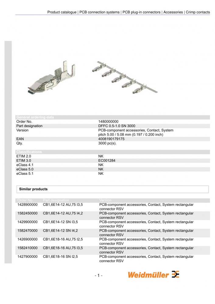 WEIDMULLER product document page 1
