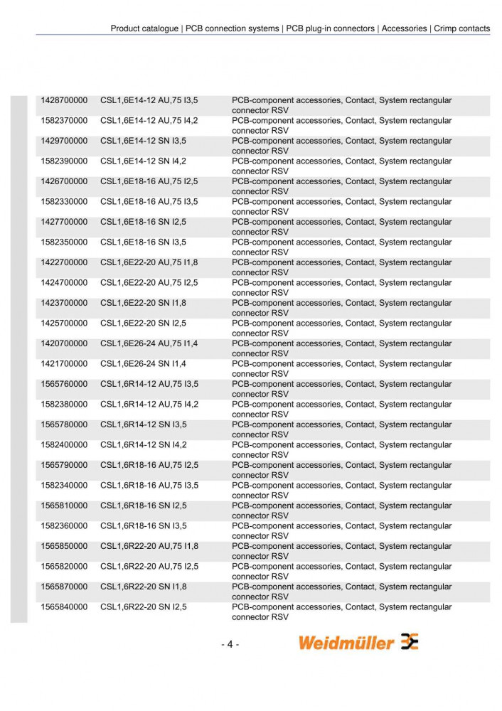 WEIDMULLER product document page 4