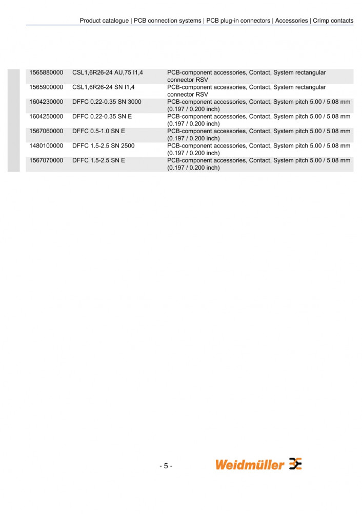 WEIDMULLER product document page 5