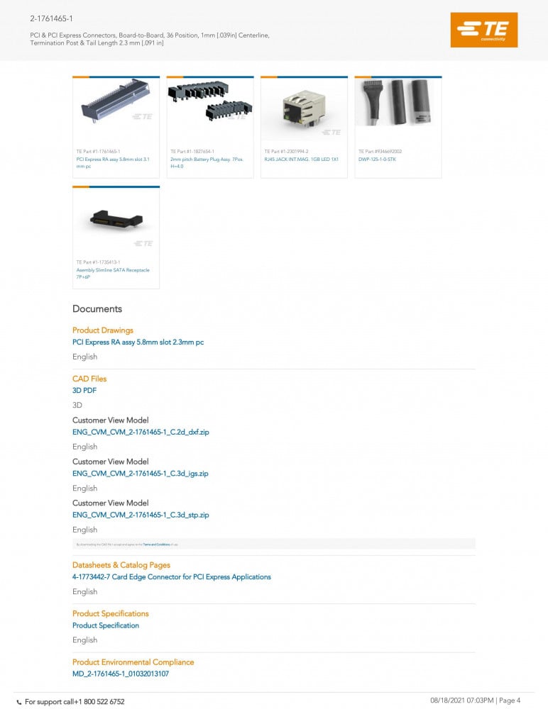 TE Connectivity 2-1761465-1 technical document page 4