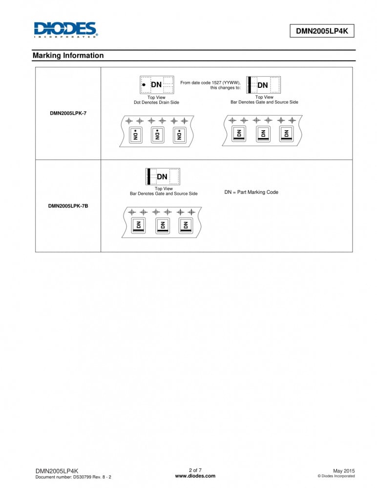 DMN2005LP4K-7B technical document page 2