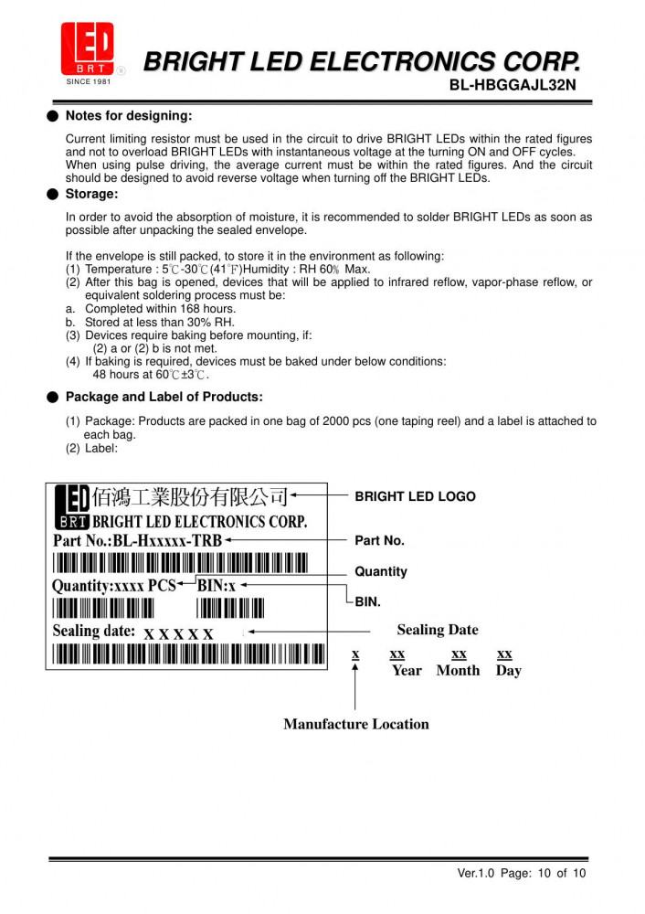 BL-HBGGAJL32N datasheet page 9