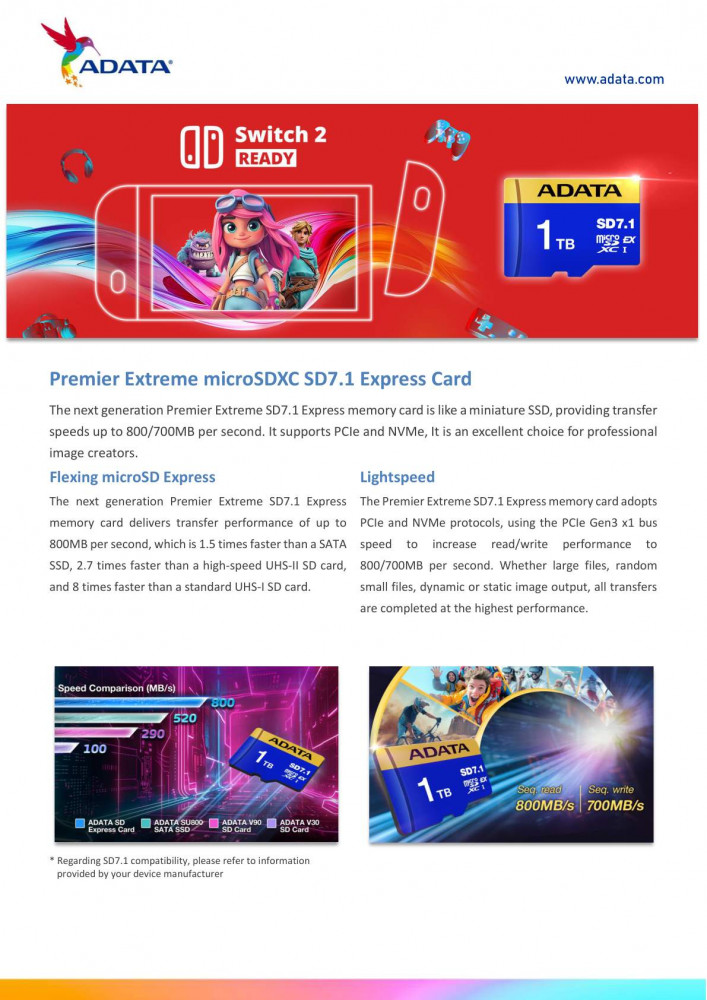 Premier Extreme microSDXC SD7.1 Express Card product document image 1