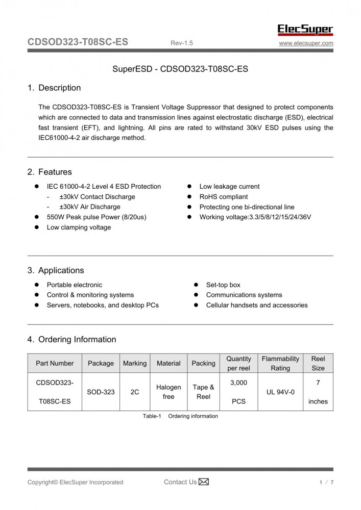 CDSOD323-T08SC-ES datasheet page 1
