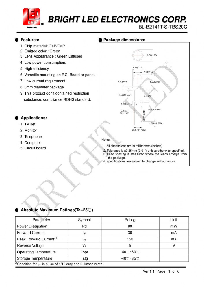 BL-B2141T-S-TBS20C datasheet page 1