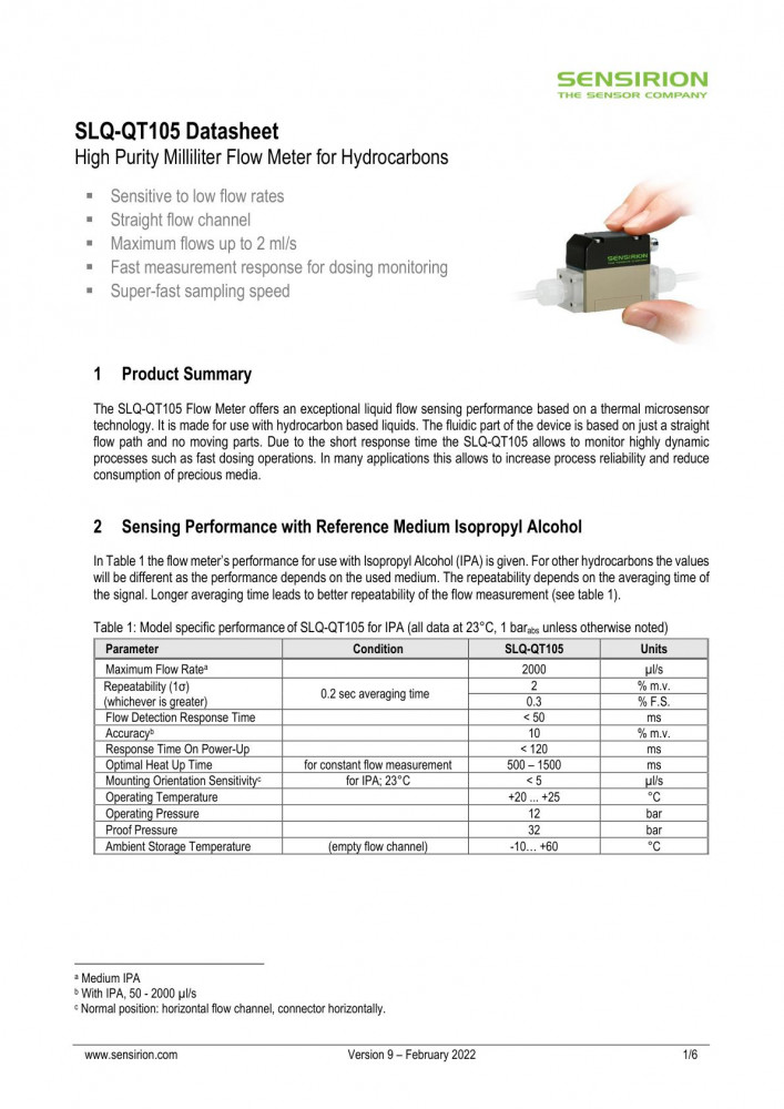 Supplied technical document page 1