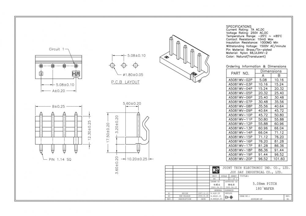 A5081WV-06P technical drawing preview