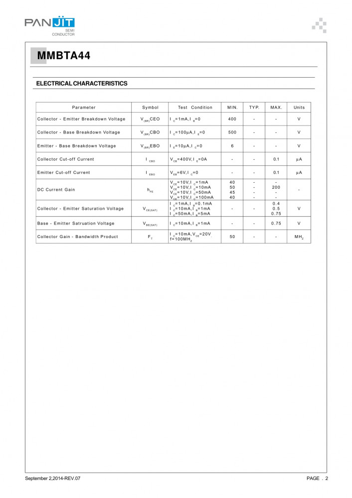 MMBTA44 datasheet page 2