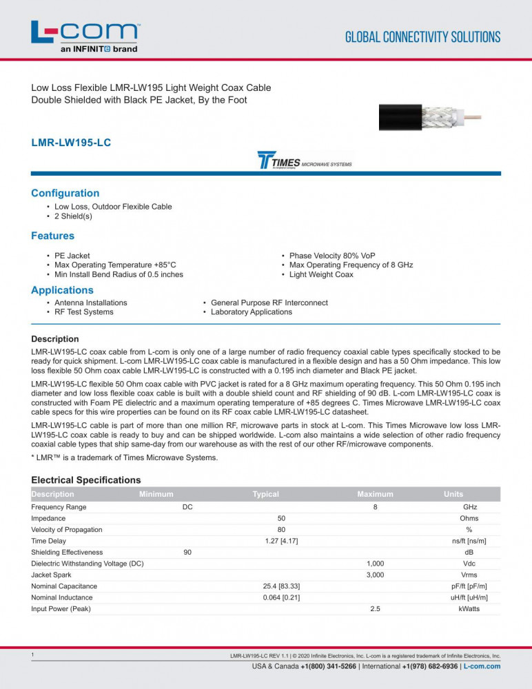 LMR-LW195-LC technical document page 1
