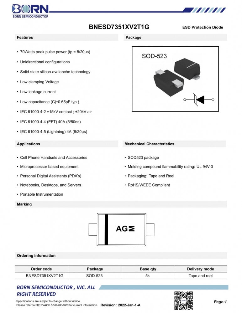 BNESD7351XV2T1G datasheet page 1