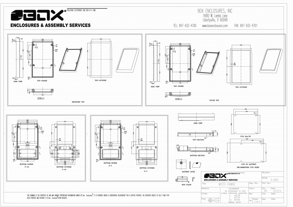 70-12-2A-F enclosure technical drawing reference
