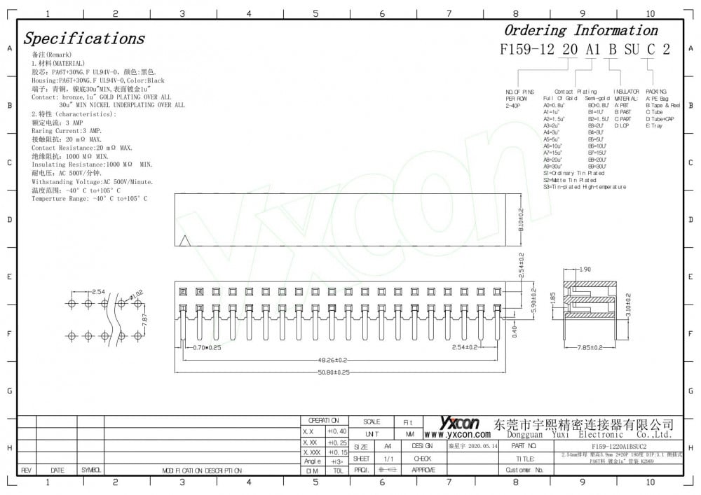 Yxcon F159-1220A1BSUC2 technical document preview