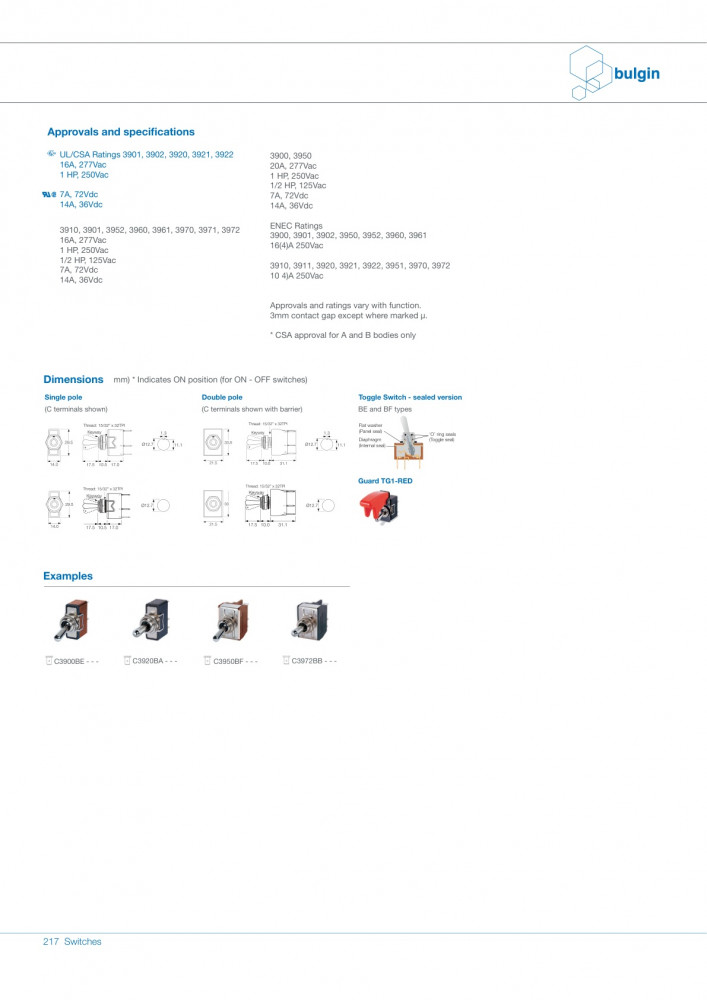 Bulgin toggle switch catalogue page 3
