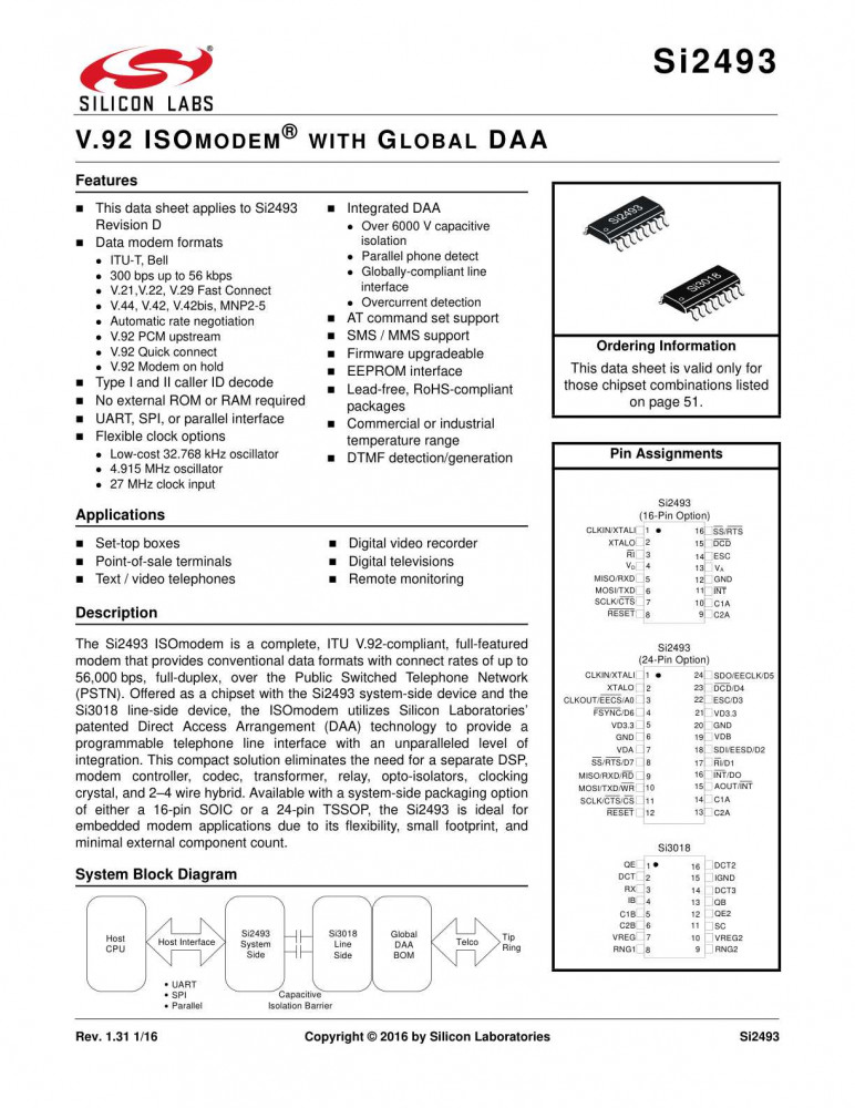 SI2493 datasheet page 1
