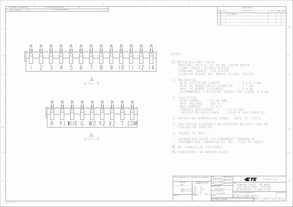 TE Connectivity 282837-7 technical drawing page 2