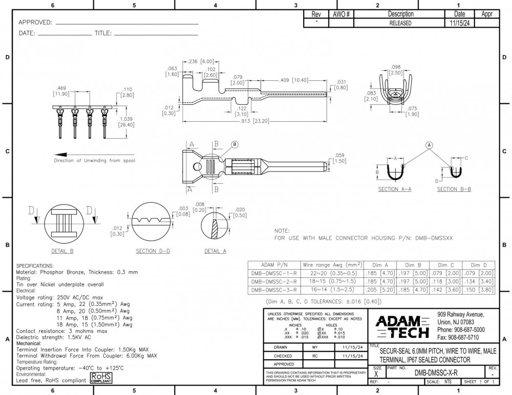 ADAM TECH SECUR-SEAL connector drawing page