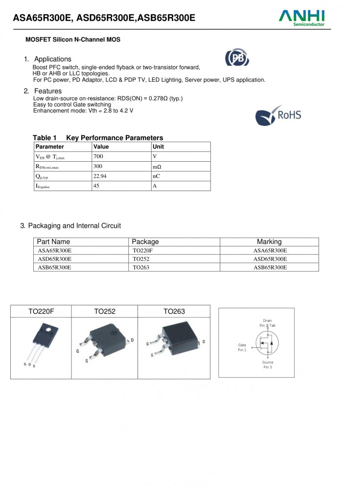 ASB65R300E datasheet page 1